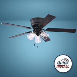 Patriot Lighting® Quick Install Dublin 52" Matte Black Indoor 3-Light ...