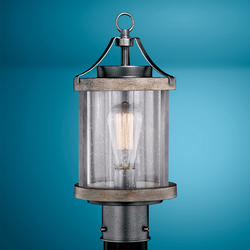 Patriot Lighting® Brooklyn Natural Iron & Distressed Faux Wood Post ...
