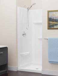 Lyons® Wave™ 36"W x 36"D White Single Threshold Shower Base with Center ...