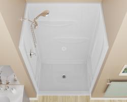 Lyons® Wave™ 48"W x 34"D White Single Threshold Shower Base with Center ...