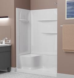 Lyons® Wave™ 60"W x 32"D White Single Threshold Left Seated Shower Base ...