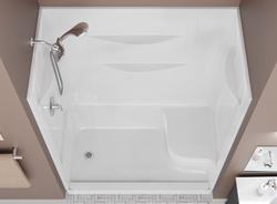 Lyons® Wave™ 60"W x 32"D White Single Threshold Right Seated Shower ...