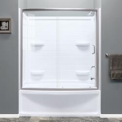 Lyons® Contour™ 57"W x 58"H Brushed Nickel Framed Sliding Tub/Shower ...