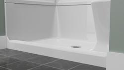 Lyons® Wave™ 48"W x 34"D x 78"H White Seated Shower with Center Drain ...