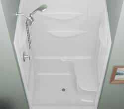 Lyons® Wave™ 48"W x 34"D x 78"H White Seated Shower with Center Drain ...
