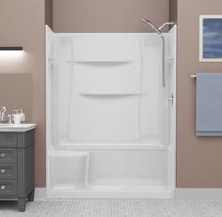Lyons® Wave™ 60"W x 32"D x 78"H White Seated Shower with Right Drain (4 ...