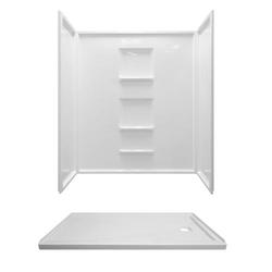 Lyons® Linear™ 60"W x 32"D x 76-1/2"H White Shower with Right Drain (4 ...