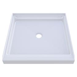 Lyons® Wave™ 36"W x 36"D White Single Threshold Shower Base with Center ...