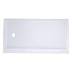 Lyons® Wave™ 60"W x 30"D White Single Threshold Shower Base with Left ...