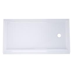 Lyons® Wave™ 60"W x 32"D White Single Threshold Shower Base with Right ...