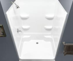 Lyons Elite™ 54"W x 42"D x 19"H White Single Threshold Shower Base with ...