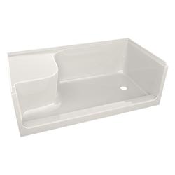 Lyons® Wave™ 60"W x 32"D Biscuit Single Threshold Left Seated Shower ...
