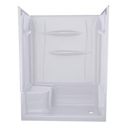 Lyons® Wave™ 60"W x 32"D x 78"H White Seated Shower with Right Drain (4 ...