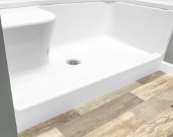 Lyons® Victory™ 54"W x 27"D White Single Threshold Seated Shower Base ...