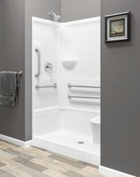Lyons® Victory™ 54"W x 27"D White Single Threshold Seated Shower Base ...