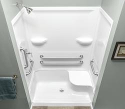 Lyons® Victory™ 54"W x 27"D White Single Threshold Seated Shower Base ...