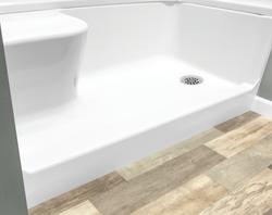 Lyons® Victory™ 54"W x 30"D White Single Threshold Seated Shower Base ...