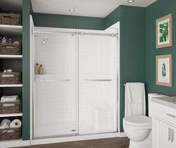 MAAX® AcrylX™ 60"W x 34"D x 81-1/4"H White Seated Shower with Center ...