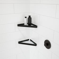 MAAX 9.6"W x 9.6"D Corner Triangular Tempered Glass and Matte Black ...