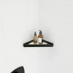 MAAX 9.6"W x 9.6"D Corner Triangular Tempered Glass and Matte Black ...