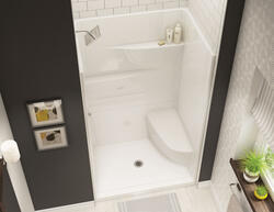 MAAX® Gallery 47-7/8"W x 34"D x 75"H White Seated Shower with Center ...