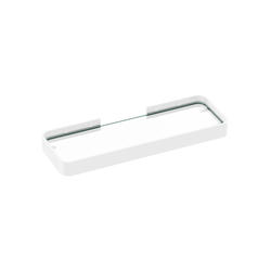 MAAX 13.6"W x 4.6"D Rectangular Tempered Glass and Glossy White Metal ...