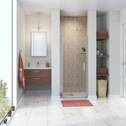 MAAX® Manhattan 31-33"W x 68"H Chrome Frameless Pivot Shower Door with Clear Glass at Menards®