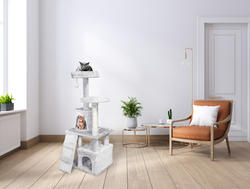 PURR & SEEK™ 47" Light Gray Kitty Duo Deluxe Cat Tower at Menards®