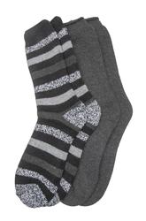 Hot Feet® Men's Thermal Black Heather Stripe/Charcoal Heather Socks - 2 ...