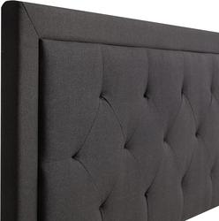 LUCID Upholstered King Platform Bed Frame with Headboard - Charcoal at ...