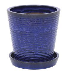 Deroma 9.8" Blue Webb Vasum Ceramic Planter at Menards®