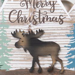 Enchanted Forest® 18" "Merry Christmas" Mountain Moose Wood Sign at ...