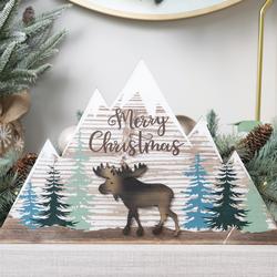 Enchanted Forest® 18" "Merry Christmas" Mountain Moose Wood Sign at ...
