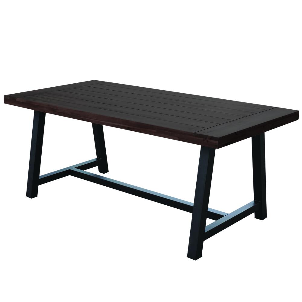 Backyard Creations Atkins Rectangular Dining Patio Table in Walnut 35 3 8 W x 70 7 8 L x 29 3 8 H