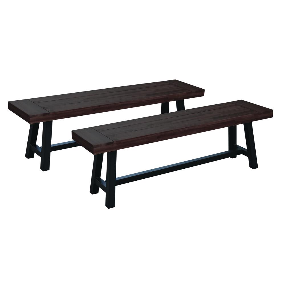 Backyard Creations Atkins Walnut Wood Patio Bench 2 Pack