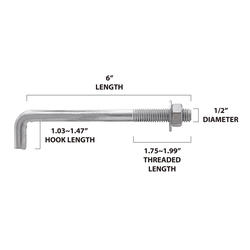 Grip Fast® 1/2" x 6" Hot Dipped Galvanized Anchor Bolt w/ Nut & Washer ...