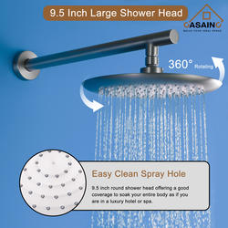 CASAINC Brushed Nickel 10" Rain Showerhead with 3-Spray Handheld ...