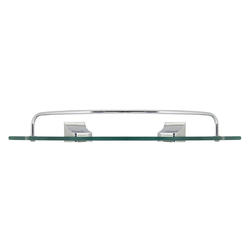 Modona 9-1/2"W x 9-1/2"D Wall-Mount Polished Chrome Glass Corner Shelf ...