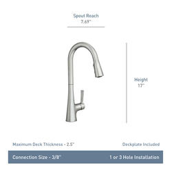 Moen® Mikah™ One-Handle Pull-Down Spot Resist™ Stainless Kitchen Faucet ...