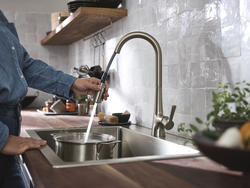 Moen® Mikah™ One-Handle Pull-Down Spot Resist™ Stainless Kitchen Faucet ...