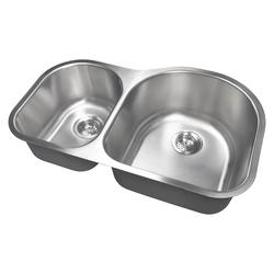 MS International Undermount 30-3/4" Stainless Steel Double Bowl Offset ...
