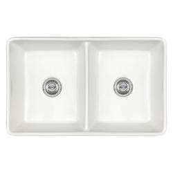 MS International Undermount Farmhouse 32.87" Porcelain Fireclay Double ...