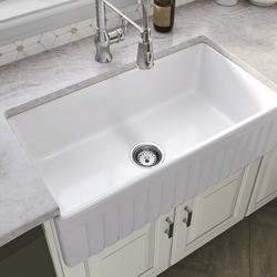 MS International Undermount Farmhouse 33" Porcelain Fireclay Single ...