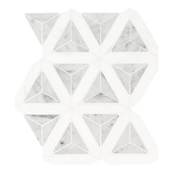 MS International Carrara Polished White 9 x 12 Faceted Marble Mosaic ...