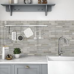 MS International Galaxy Polished Gray 12 x 12 Subway Marble Mosaic Tile ...