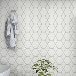 MS International Hive Matte White & Gray Pattern 12 x 12 Hexagon ...