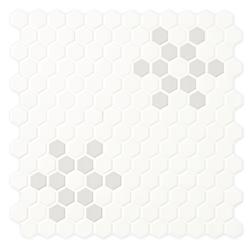 MS International Hive Matte White & Gray Petal Pattern 12 x 12 Hexagon ...