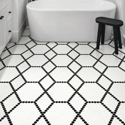 MS International Hive Matte White & Black Pattern 12 x 12 Hexagon ...