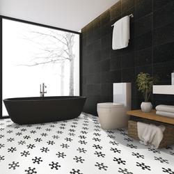 MS International Hive Matte White & Black Petal Pattern 12 x 12 Hexagon ...