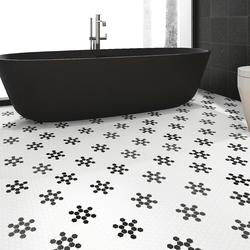 MS International Hive Matte White & Black Petal Pattern 12 x 12 Hexagon ...